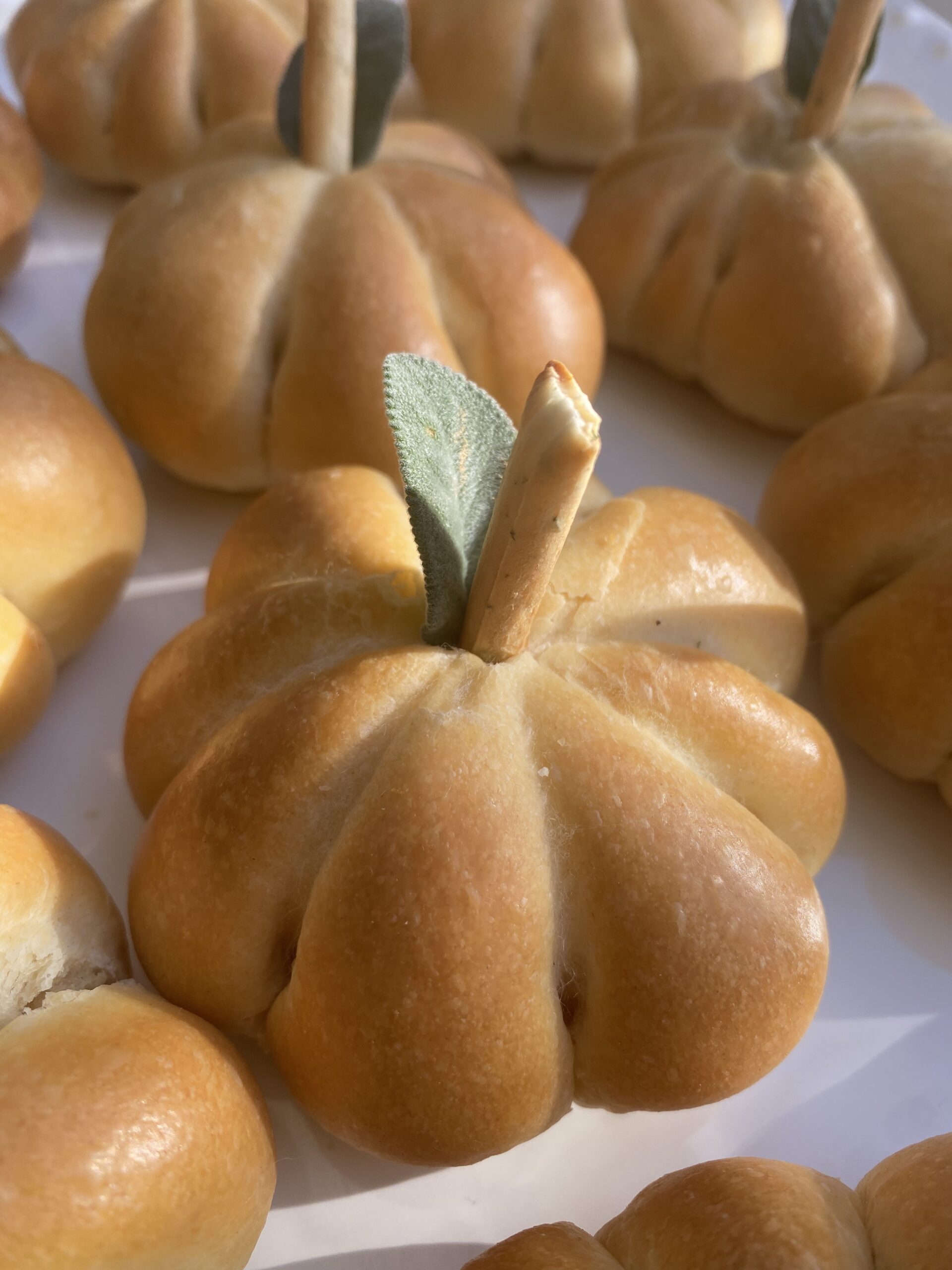Pumpkin Shaped Dinner Rolls - Frannie Loves Food