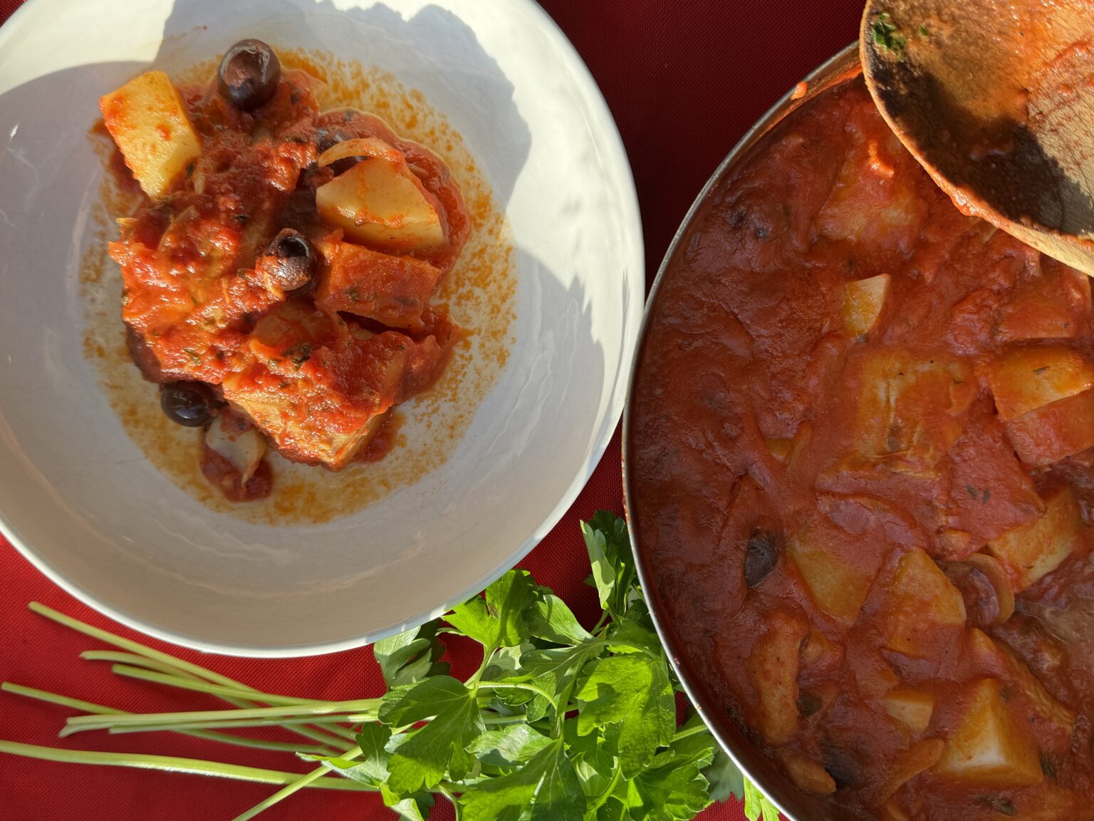Baccala in Red Sauce with Potatoes - Frannie Loves Food
