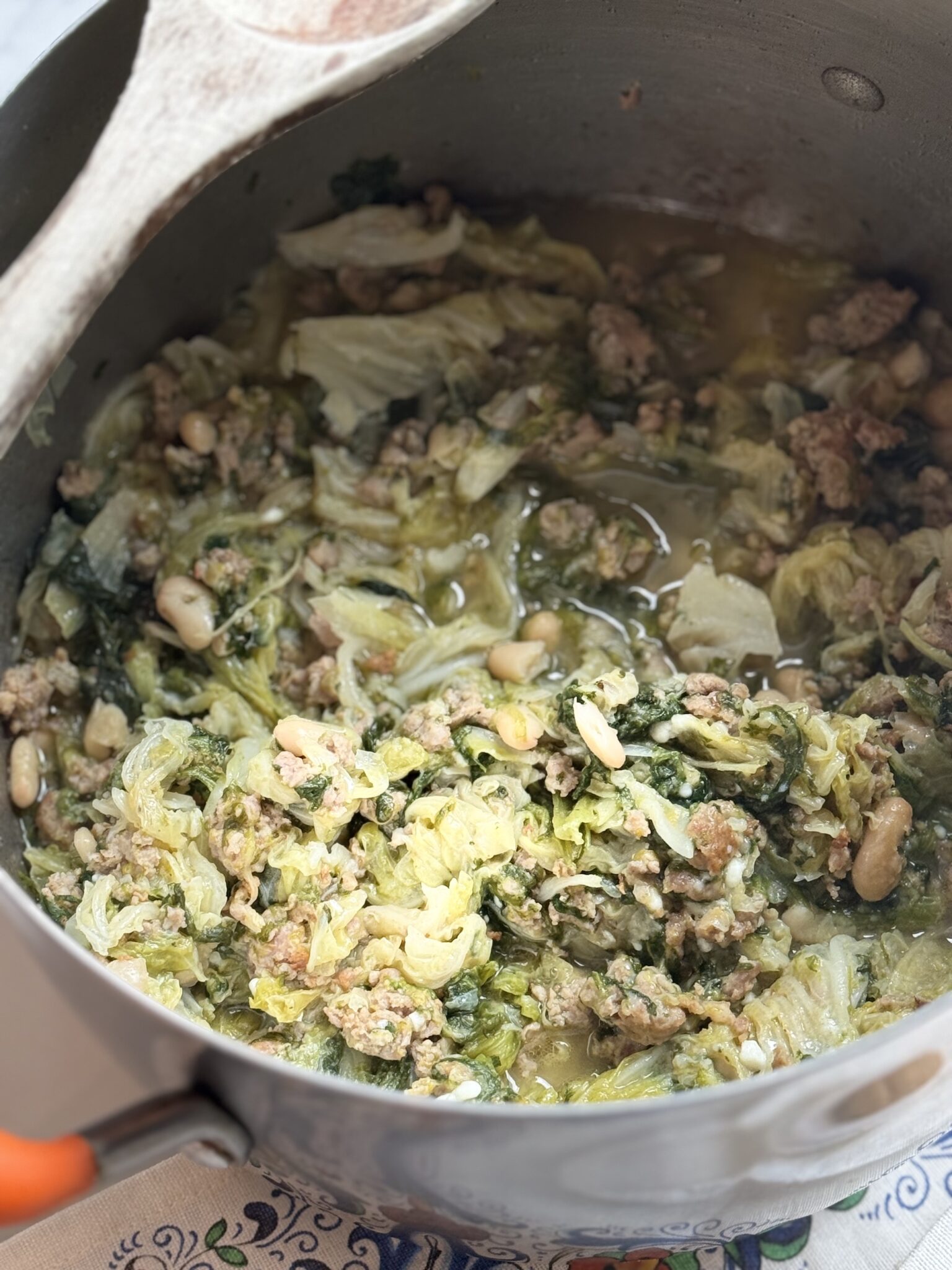 Escarole, Cabbage & Sausage Stew - Frannie Loves Food